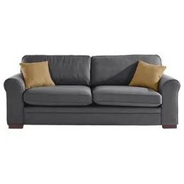 3-Sitzer Home Affaire "Broughton", grau (anthrazit), B:233cm H:92cm T:94cm, 100% Polyester, Sofas, weicher Sitzkomfort, incl. 2 Zierkissen, Keder