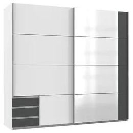 Schwebet&uuml;renschrank wimex "Emden moderner Kleiderschrank mit Spiegel und Schubladen", wei&szlig; (wei&szlig;, graphit), B:225cm H:210cm T:64cm, Schr&auml;nke, Schwebet&uuml;renschrank, Schlafzimmer Schrank Garderobenschrank mit Schwebet&uuml;ren Topseller