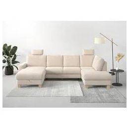 Wohnlandschaft Home Affaire "Summer U-Form", beige (creme), B:314cm H:91cm T:170cm, 100% Polyester, Sofas, Wohnlandschaft, mit oder ohne Bettfunktion und Bettkasten, Cord-Bezug