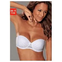 Push-up-BH Lascana "Chelina", Damen, Gr. 70, Cup A, wei&szlig;, Spitze, Obermaterial: 80% Polyamid, 20% Elasthan, BHs Push-up-BH, mit abnehmbaren, normalen und transparenten Tr&auml;gern, Dessous