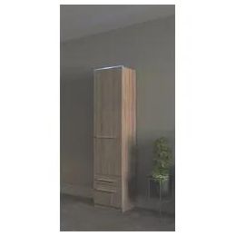 Kleiderschrank Priess "Schrank Garderobe W&auml;scheschrank Barcelona in 5 Breiten", braun (struktureichefarben hell), B:48cm H:193cm T:36cm, Holzwerkstoff, Schr&auml;nke, Kleiderschrank, viel Stauraum, ger&auml;umige Schubk&auml;sten, mit Spiegel, MADE IN GERMANY