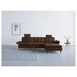 Ecksofa Home Affaire "Birkholm L-Form", braun (dunkelbraun), B:267cm H:83cm T:174cm, 100% Polyester, Sofas, Ecksofa, Armlehnverstellung, auch in Easy Clean Bezug - mit Wasser zu reinigen