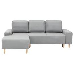 Ecksofa Home Affaire "Samu L-Form", grau (hellgrau), B:235cm H:93cm T:160cm, Microfaser PRIMABELLE (100% Polyester);Samtoptik (100% Polyester);Struktur fein (100% Polyester), Sofas, Ecksofa, wahlweise mit Bettfunktion und Bettkasten
