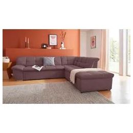 Ecksofa DOMO collection "Lagoa, moderne Sitzheftung, bequem und komfortabel, L-Form", lila (beere), B:271cm H:76cm T:232cm, Sofas, Ecksofa, wahlweise mit Bettfunktion, frei im Raum stellbar, gro&szlig;e Farbvielfalt
