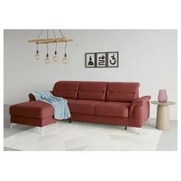 Sit & More Ecksofa SIT & MORE "Sinatra L-Form", rot (bordeaux), B:258cm H:85cm T:170cm, 100% Polyester, Sofas, Ecksofa, mit Recamiere, optinal mit Kopfteilverstellung und Armteilfunktion