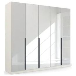 Dreht&uuml;renschrank Rauch "Kleiderschrank Schrank Garderobe Ankleide MODERN BY QUADRA SPIN", wei&szlig; (alpinwei&szlig;, glas kristallwei&szlig;), B:226cm H:210cm T:54cm, Holzwerkstoff, Schr&auml;nke, Dreht&uuml;renschrank, mit Spiegel und hochwertiger Glasfront, Stangengriff MADE IN GERMANY