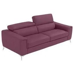 2,5-Sitzer Egoitaliano "Francine, Designsofa, Loungesofa, Breite 213 cm, Fu&szlig;farbe chrom", lila (violett), B:213cm H:100cm T:106cm, Leder NUVOLE (Echtes Rindsleder). Halbnat&uuml;rliches, halbnarbiges Rindsleder mit einer nat&uuml;rlichen K&ouml;rnung von 1, 2 bis 1, 4 mm. Dieses Leder hat eine weiche, wachsartige Haptik mit mattem Aussehen und einem Wolkeneffekt. Es handelt sich um ein Naturleder, das die urspr&uuml;