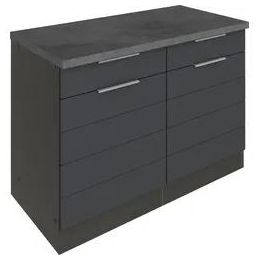Unterschrank KOCHSTATION "KS-Luhe", grau (grau matt, grafit), B:120cm H:86cm T:60cm, MDF, Schr&auml;nke, Unterschrank, 120 cm breit, f&uuml;r viel Stauraum, MDF-Fronten mit waagerechter Lisene