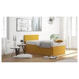 Boxspringbett, gelb (sonnengelb), B:115cm L:210cm, Bezug: 100% Polyester;Polsterwatte: 100% Polyester, Westfalia Schlafkomfort, Komplettbetten, Boxspringbett, mit Zierkissen, wahlweise mit Topper