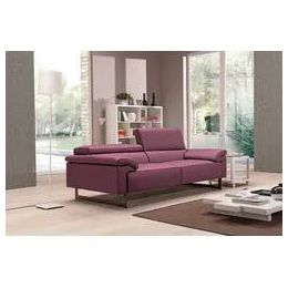 2,5-Sitzer Egoitaliano "Malika, Designsofa mit hohem Sitzkomfort, edel und bequem", lila (violett), B:216cm H:94cm T:107cm, Leder NUVOLE (Echtes Rindsleder). Halbnat&uuml;rliches, halbnarbiges Rindsleder mit einer nat&uuml;rlichen K&ouml;rnung von 1, 2 bis 1, 4 mm. Dieses Leder hat eine weiche, wachsartige Haptik mit mattem Aussehen und einem Wolkeneffekt. Es handelt sich um ein Naturleder, das die urspr&uuml;ngliche