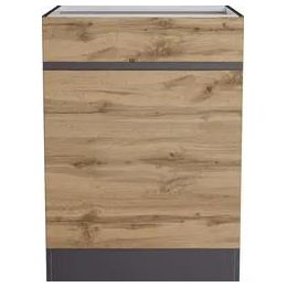 Unterschrank KOCHSTATION "KS-Riesa", braun (wotaneiche), B:60cm H:82cm T:60cm, Holzwerkstoff, Schr&auml;nke, Unterschrank, Breite 60 cm, MDF-Fronten