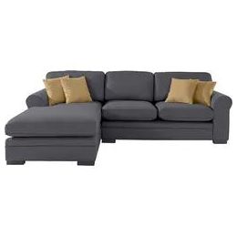 Ecksofa Home Affaire "Broughton L-Form", grau (anthrazit), B:279cm H:92cm T:178cm, 100% Polyester, Sofas, Ecksofa, weicher Sitzkomfort, incl. 4 Zierkissen, Keder