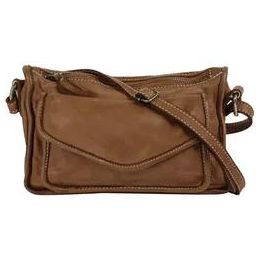 Umh&auml;ngetasche CLUTY, Damen, Gr. B/H/T: 23cm x 16cm x 6cm onesize, braun (cognac), Leder, leicht gl&auml;nzend, unifarben, Taschen Umh&auml;ngetasche, echt Leder, Made in Italy