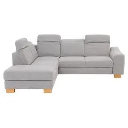 Ecksofa Home Affaire "Dundee L-Form", grau, B:263cm H:86cm T:219cm, Struktur fein (100% Polyester), Sofas, Ecksofa, wahlweise mit Kopfteilverstellung und zus&auml;tzlich mit Bettfunktion