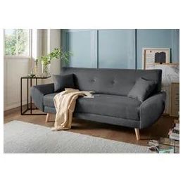 3-Sitzer Home Affaire "Basta", schwarz, B:205cm H:80cm T:82cm, (100% Polyester) Struktur fein (100% Polyester) Chenille, Sofas