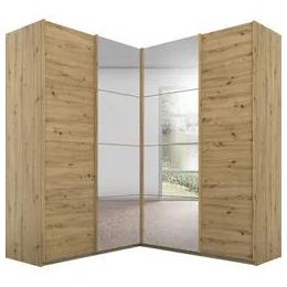 Schwebet&uuml;renschrank Rauch "Schrank Garderobe Eckkleiderschrank QUADRA Front in Dekor/Hochglanz", braun (eiche artisan), B:181cm H:210cm T:187cm, Holzwerkstoff, Schr&auml;nke, Schwebet&uuml;renschrank, extra gro&szlig;er Eckschrank inkl. Schubladeneinsatz MADE IN GERMANY