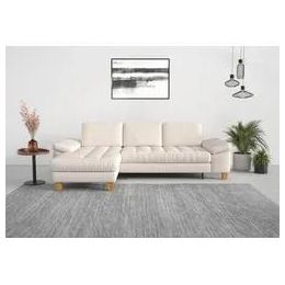 Sit & More Ecksofa SIT & MORE "Westham L-Form", beige (creme), B:275cm H:88cm T:172cm, 100% Polyester, Sofas, Ecksofa, mit Recamiere, mit oder ohne Bettfunktion, Bettkasten, F&uuml;&szlig;e Eiche