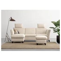 Ecksofa Home Affaire "Trelleborg L-Form", beige (creme), B:249cm H:86cm T:162cm, 100% Polyester, Sofas, Ecksofa, wahlweise mit Bettfunktion und Bettkasten, inkl. Federkern-Polsterung