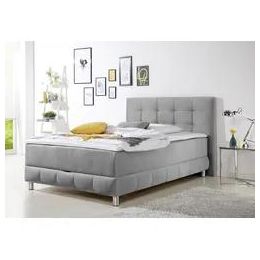 Boxbett Home Affaire "Vaasa", silber, B:154cm L:230cm, Komplettbetten, inkl. Bettkasten & Topper, XXL-Ausf&uuml;hrung, &Uuml;berl&auml;nge 220 cm