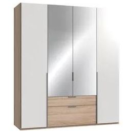 Kleiderschrank wimex "New York", wei&szlig; (struktureichefarben hell,wei&szlig;, spiegel), B:180cm H:208cm T:58cm, Schr&auml;nke, Kleiderschrank, mit Spiegelt&uuml;r