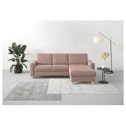 Ecksofa Home Affaire "Summer L-Form", rosa (altrosa), B:249cm H:91cm T:164cm, 95% Polyester, 5% Polyamid, Sofas, Ecksofa, mit Recamiere, mit oder ohne Bettfunktion und Bettkasten, Cord-Bezug