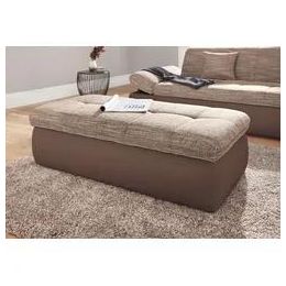 Hocker DOMO collection "PB Moric", braun (espresso, braun, beige), B:136cm H:43cm T:64cm, Microfaser PRIMABELLE (100% Polyester) / Struktur (90% Polyester, 10% Polyacryl);Kunstleder SOFTLUX / Struktur (90% Polyester, 10% Polyacryl), Hocker, Polsterhocker, inklisive Staufach