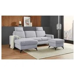 Ecksofa Home Affaire "Lolland L-Form", silber, B:250cm H:88cm T:162cm, Struktur impr&auml;gniert - feucht abwischbar (100% Polyester);Struktur Flausch (90% Polyester, 10% Polyamid);Luxus-Microfaser ALTARA NUBUCK (100% Polyester), Sofas, Ecksofa, Wahlweise mit Bettfunktion und Bettkasten, Federkern