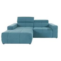 Ecksofa DOMO collection "Brandon, inkl. Kopfteilverstellung, B/T/H: 214/100/80 cm, L-Form", blau (t&uuml;rkis), B:214cm H:80cm T:175cm, 92% Polyester 8% Nylon, Sofas, Ecksofa, Mit Kopfteilverstellung, auch in Leder und Cord, L-Form