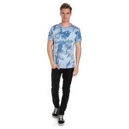 T-Shirt Rusty Neal, Herren, Gr. S, blau (hellblau), 100% Baumwolle, bedruckt, normal, Rundhals, Shirts T-Shirt, in tollem Batik-Design