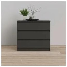 Kommode Inosign "Naia", schwarz, B:77cm H:70,1cm T:50cm, Spanplatte, Sideboards, Kommode, abgerundete Schubladenkanten auf Metallgleiter, Breite 77 cm