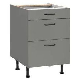 Unterschrank Optifit "Elga", grau (basaltgrau, basaltgrau), B:60cm H:87cm T:58,4cm, Holzwerkstoff, Schr&auml;nke, Unterschrank, mit Soft-Close-Funktion, h&ouml;henverstellbare F&uuml;&szlig;e, Breite 60 cm