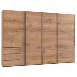 Schwebet&uuml;renschrank wimex "Level by fresh to go", braun (plankeneichefarben), B:350cm H:236cm T:65cm, Schr&auml;nke, Schwebet&uuml;renschrank, mit Synchron&ouml;ffnung