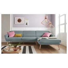 Ecksofa OTTO HOME "Bille L-Form", gr&uuml;n (mint), B:302cm H:86cm T:178cm, Samtoptik (100% Polyester);Luxus-Microfaser weich (100% Polyester);Struktur (100% Polyester);Struktur fein (100% Polyester), Sofas, Ecksofa, mit Naht im R&uuml;ckenkissen und Beinen aus Eichenholz