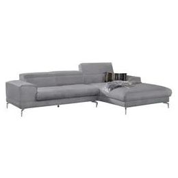 Ecksofa W.Schillig "piedroo, Designsofa mit tollem Sitzkomfort, bequem und elegant, L-Form", grau (dolphin r66), B:303cm H:70cm T:193cm, Chenille-Flachgewebe R66 (85% Polyester, 15% Nylon), Sofas, Ecksofa, Kopfteilverstellung, wahlweise mit Sitztiefenverstellung, Breite 303cm