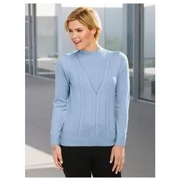 Stehkragenpullover Casual Looks "Pullover", Damen, Gr. 54, blau (hellblau), 100% Polyacryl, unifarben, figurumspielend, Pullover Stehkragenpullover