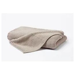Wohndecke Primera "Strick", beige (natur), B:130cm L:170cm, Polyacryl, Wohndecken, Wohndecke, mit einer hochwertigen Randverarbeitung, Kuscheldecke