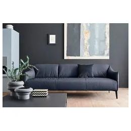 3-Sitzer W.Schillig "sally", blau (blau z59), B:224cm H:78cm T:84cm, Longlife Xtra-Leder Z59: Glattleder mit modischer Pr&auml;gung. Hautst&auml;rke 0, 9 - 1, 1 mm., Sofas, mit Metall-Winkelf&uuml;&szlig;en in Schwarz pulverbeschichtet, Breite 224 cm
