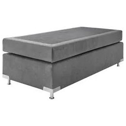 Boxspringbett "Holland", grau, B:122cm L:201cm, Microvelours (100% Polyester), Westfalia Schlafkomfort, Komplettbetten, Boxspringbett, ohne Kopfteil, frei im Raum stellbar