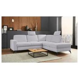 Ecksofa Home Affaire "Lolland L-Form", silber, B:249cm H:88cm T:212cm, Struktur impr&auml;gniert - feucht abwischbar (100% Polyester);Struktur Flausch (90% Polyester, 10% Polyamid);Luxus-Microfaser ALTARA NUBUCK (100% Polyester), Sofas, Ecksofa, Wahlweise mit Bettfunktion und Stauraum, auch mit abwischbarem Bezug