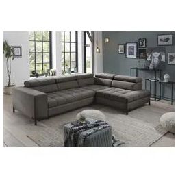 Ecksofa exxpo - SOFA FASHION "Bocco, hochwertige Verarbeitung, toller Sitzkomfort, bequem, L-Form", grau (stone), B:276cm H:75cm T:203cm, 100% PES, Sofas, Ecksofa, wahlweise mit Bettfunktion u. Bettkasten, inkl. Kopfteilverstellung