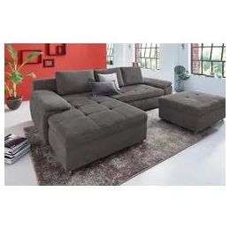 Ecksofa Home Affaire "Labene L-Form", grau (fango), B:270cm H:82cm T:90cm, Struktur fein (95% Polyester, 5% Polyamid);Luxus-Microfaser ALTARA NUBUCK (100% Polyester);Kunstleder SOFTLUX / Struktur (100% Polyester);Struktur (100% Polyester);Flachgewebe (95% Polyester, 5% Polyamid), Sofas, Ecksofa, wahlweise mit Bettfunktion und Bettkasten, auch als XXL-Variante