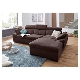 Ecksofa exxpo - SOFA FASHION "Salerno, inkl. Arm-& Kopfteilverstellung, bequem, Breite 280cm, L-Form", braun, B:280cm H:77cm T:170cm, Sofas, Ecksofa, wahlweise mit Bettfunktion und Bettkasten, tolle Detailverarbeitung
