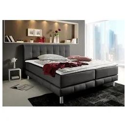 Boxspringbett Home Affaire "Cafone", grau (anthrazit), B:104cm L:211cm, Bezug der Spiegelfl&auml;che Matratzendrell aus 100% Polyester;feiner Strukturstoff-Bezug (100% Polyester), Komplettbetten, Boxspringbett, inkl. Topper, 5 Breiten, 3 Matratzenarten und 3 H&auml;rtegraden w&auml;hlbar