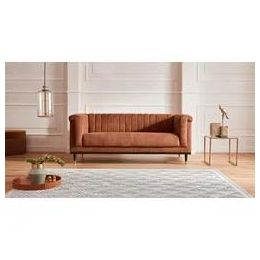 2-Sitzer Home Affaire "Chamby", braun (cognac), B:180cm H:71cm T:85cm, Luxus-Microfaser Lederoptik (100% Polyester), Scheuertouren: 40.000, Pilling: 4;Samtoptik (100% Polyester), Sofas, mit Holzrahmen unten und Steppung im Lehnenbereich