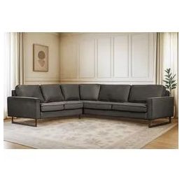 Ecksofa Home Affaire "Pinto, XXL, 250/290 cm, langer Schenkel, Ottomane", grau (dunkelgrau), B:290cm H:85cm T:250cm, Luxus-Microfaser in Lederoptik(100% Polyester);Cord (92% Polyester, 8% Polyamide), Sofas, Ecksofa, Cord, Chenille, Lederoptik, mit Keder, Metallf&uuml;&szlig;e, Wellenunterfederung