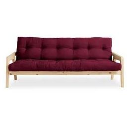 Schlafsofa KARUP DESIGN, rot (bordeaux), B:204cm H:40cm T:90cm, Sofas, Schlafsofa, Mit Holzstruktur, inkl. Futonmatratze, Liegefl&auml;che 130x190 cm
