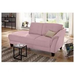 Recamiere Home Affaire "Trondheim", rosa (altrosa), B:197cm H:89cm T:90cm, Luxus-Microfaser (90% Polyester, 10% Polyamid);Struktur fein (100% Polyester);Flachgewebe (100% Polyester), Sofas, Recamiere, freistehend, mit Federkern, Knopfheftung im R&uuml;cken, F&uuml;&szlig;e Buche