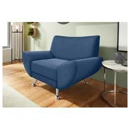 Sessel Home Affaire "Saltare elegant und komfortabel, toller Designfu&szlig;, Breite 112cm", blau, B:112cm H:83cm T:82cm, Luxus-Microfaser ALCAZAR (100% Polyester);Feinstruktur (100% Polyester);Kunstleder SOFTLUX, Sessel, Sessel