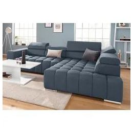 Ecksofa exxpo - SOFA FASHION "Elias, aktuelle Kreuzsteppung im Sitz, bequem, Breite 307cm, L-Form", blau (night sky), B:307cm H:94cm T:201cm, Struktur ( 100% Polyester), Sofas, Ecksofa, mit Kopf- bzw. R&uuml;ckenverstellung, wahlweise mit Bettfunktion