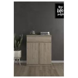 Kommode Inosign "Naia", braun (jackson hickory), B:80,4cm H:100,4cm T:40cm, Holzwerkstoff, Sideboards, Kommode, abgerundete Schubladenkanten auf Metallgleiter, Breite 80,2 cm